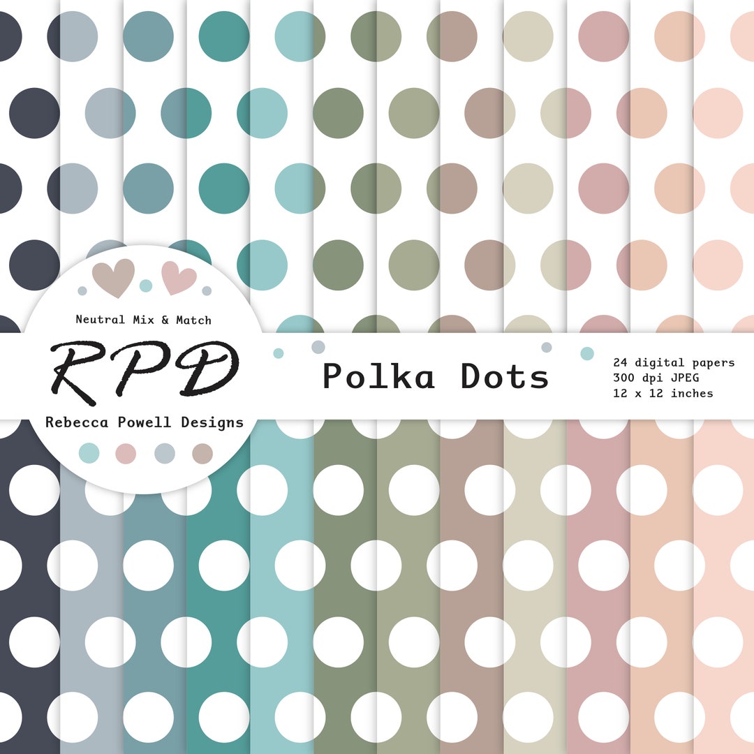 Large Polka Dots Spots Digital Paper Pack, Seamless Pattern, Neutral ...