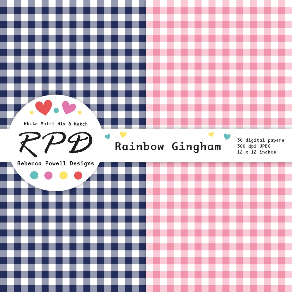 Gingham Pattern Digital Paper Pack: Seamless Scrapbook Backgrounds ...