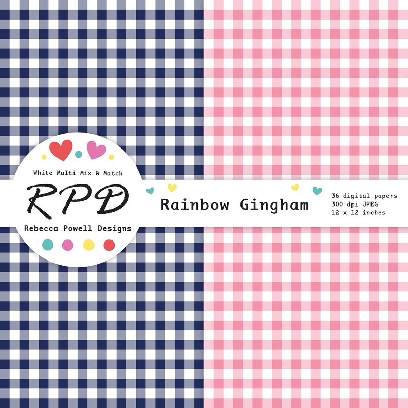 Gingham Pattern Digital Paper Pack: Seamless Scrapbook Backgrounds ...