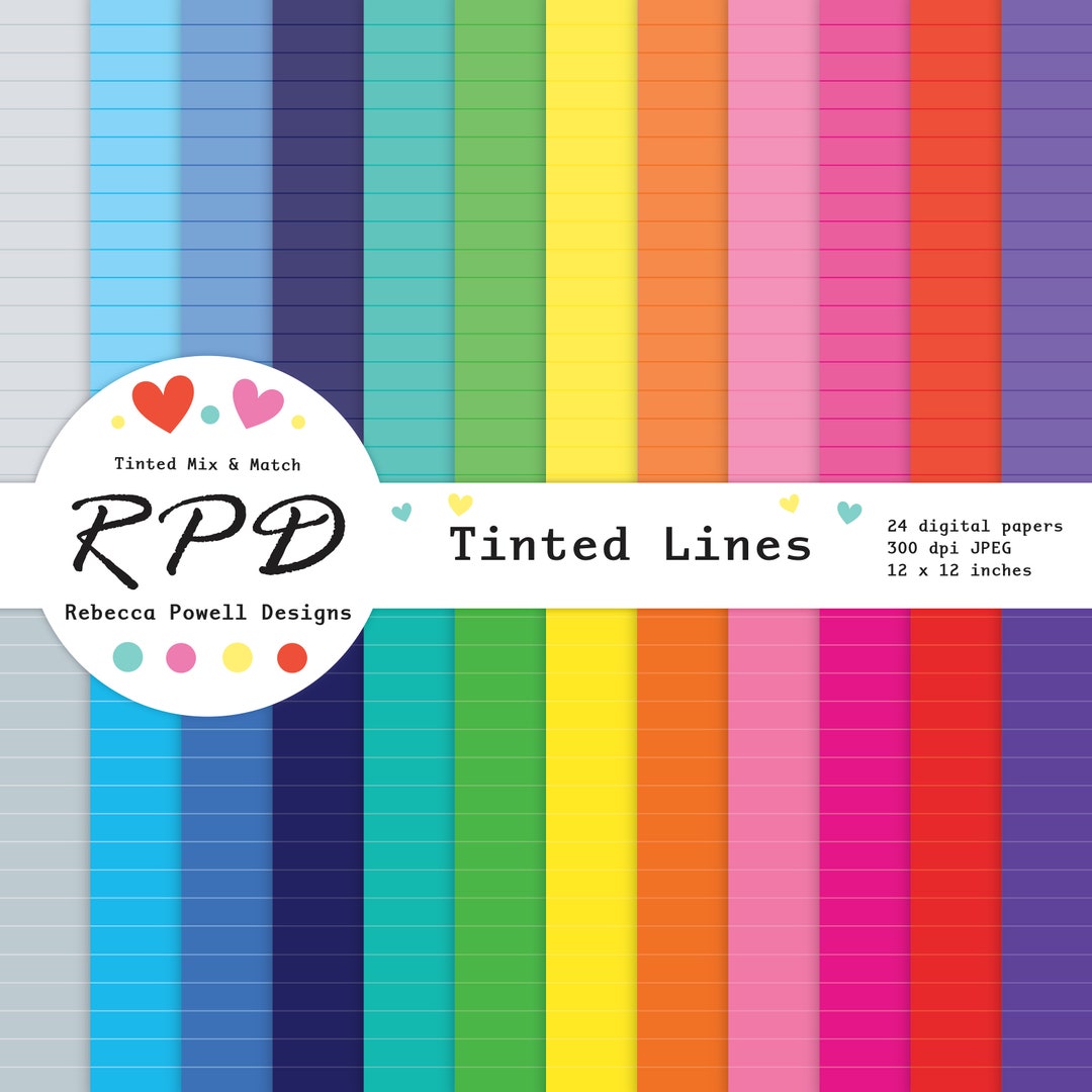 Lined Digital Paper Pack, Seamless Pattern, Notebook Paper, Tinted ...