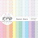 Stars Pattern Seamless Digital Paper Pack, Pastel Colours, White ...