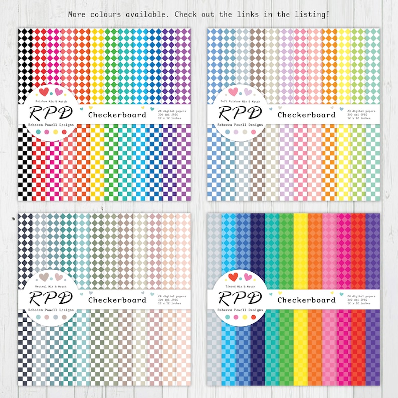 Checkerboard Pattern Seamless Digital Paper, Pastel Colours & White ...