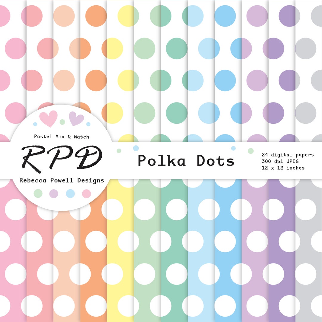 Polka Dot Pattern Seamless Digital Paper, Pastel Colours & White ...