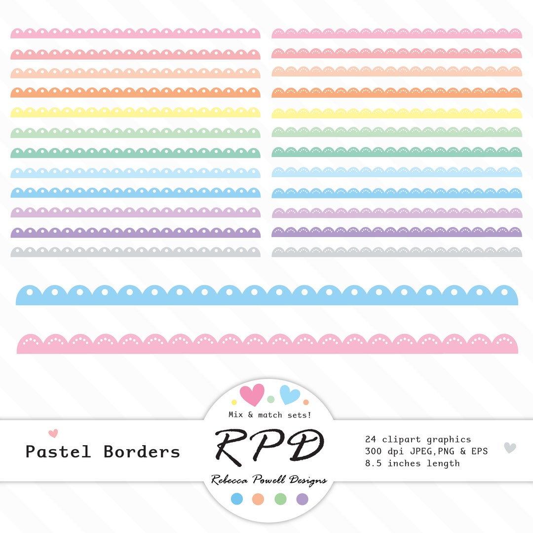 Scalloped Borders Digital Clip Art Set Vintage Style Solid - Etsy