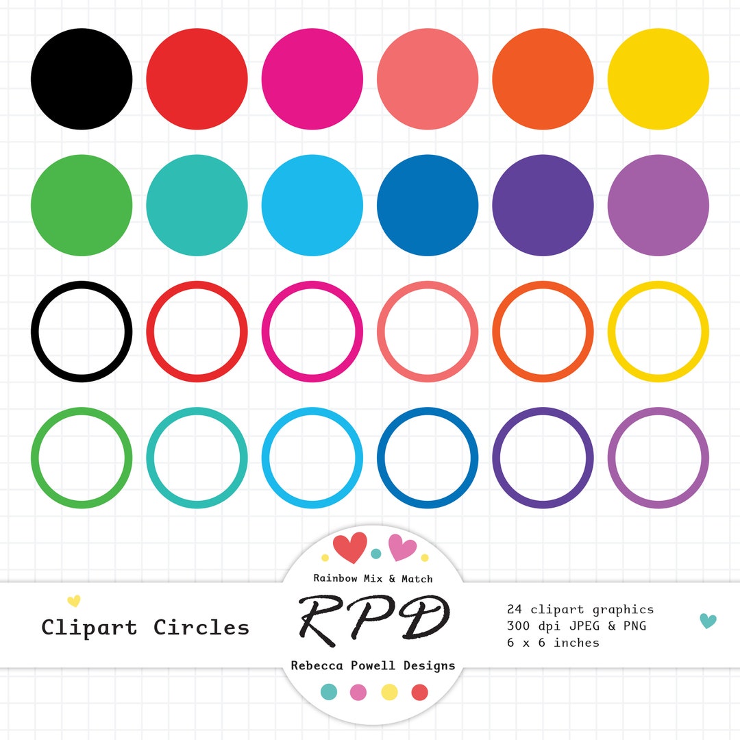 Circles Digital Clip Art Set, Geometric, Rainbow Colours, Png ,jpeg ...