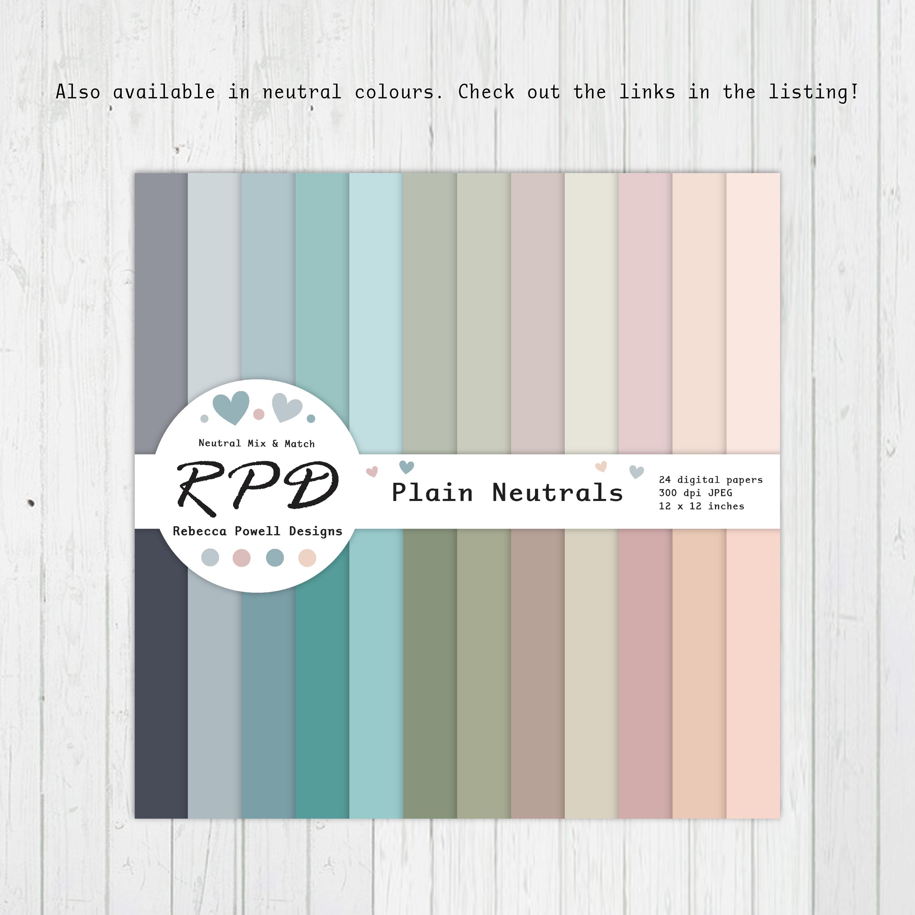 Plain Solid Pastel Colours Digital Paper Pack, Seamless, Scrapbook ...