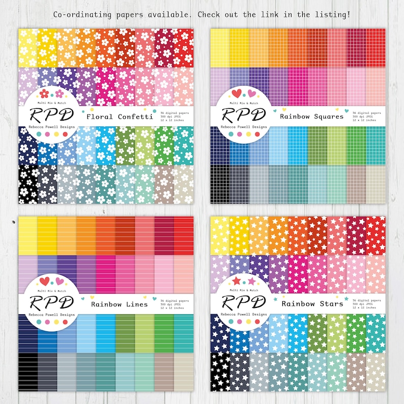 Polka Dots Seamless Digital Paper, Rainbow Colours & White, Scrapbook ...