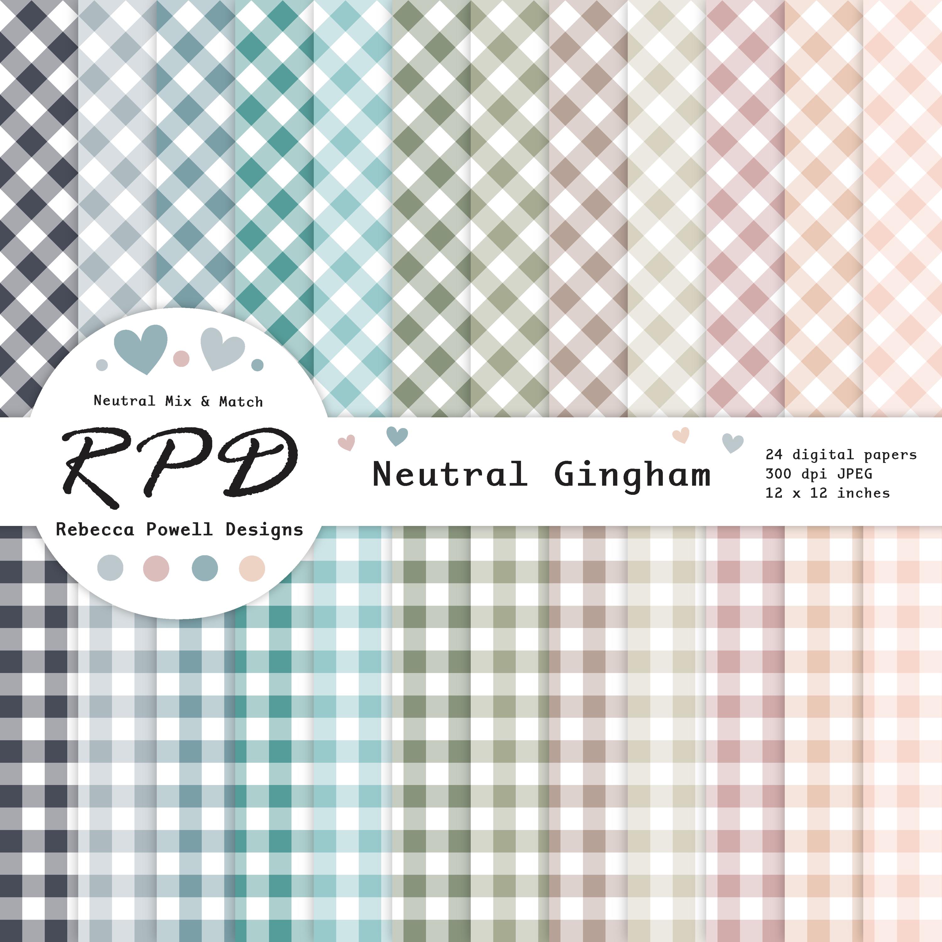 Gingham Pattern Seamless Digital Paper, Neutral Colours & White ...