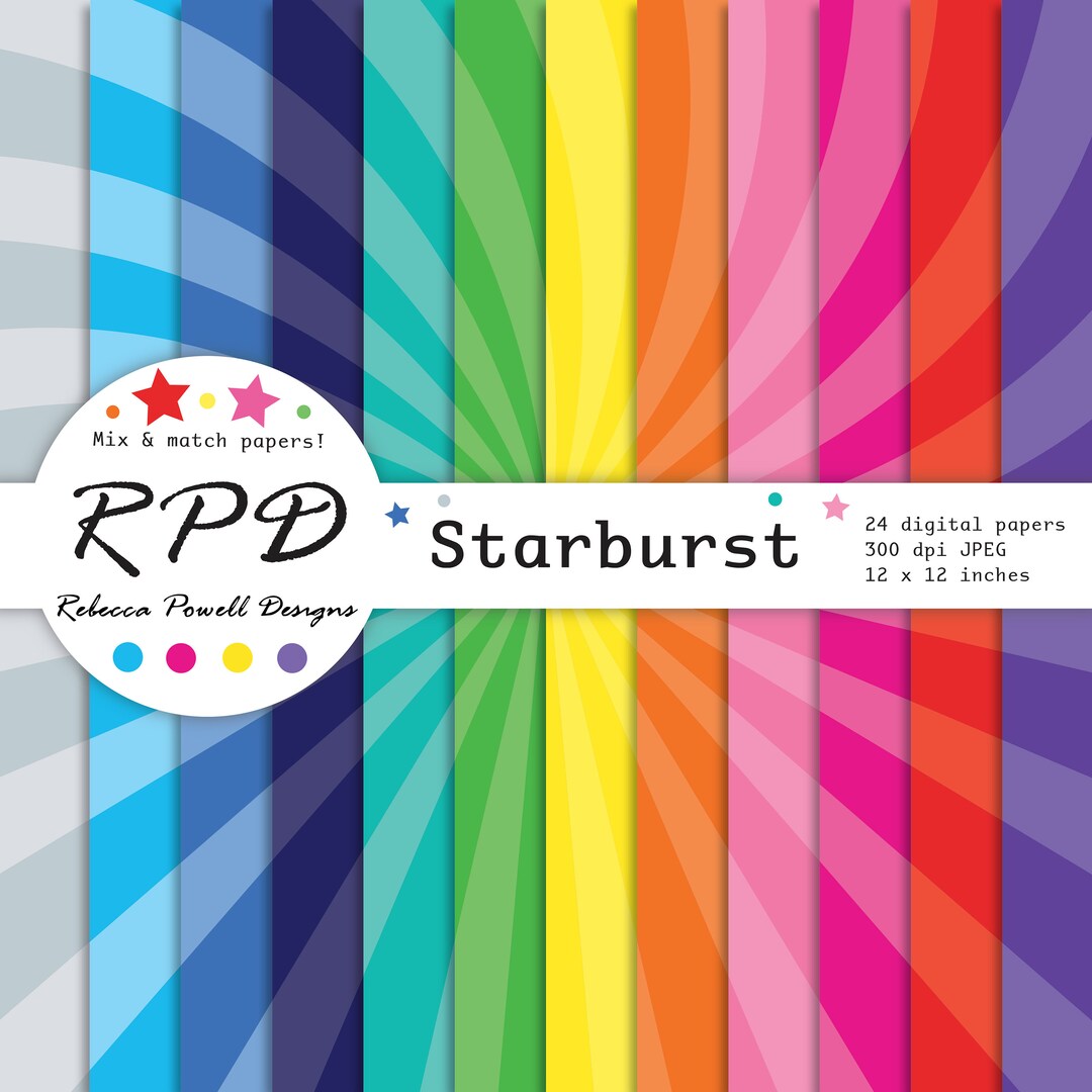 Starburst Digital Paper Sunburst Paper Spiral Pattern - Etsy UK