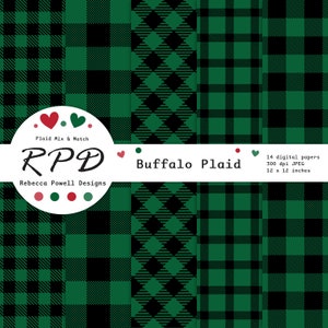 Buffalo Plaid Digital Paper Pack: Red, Green, Black, White (digital ...