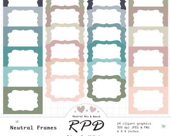Circular Scalloped Frames Digital Clip Art Set, Vintage Style, Neutral ...