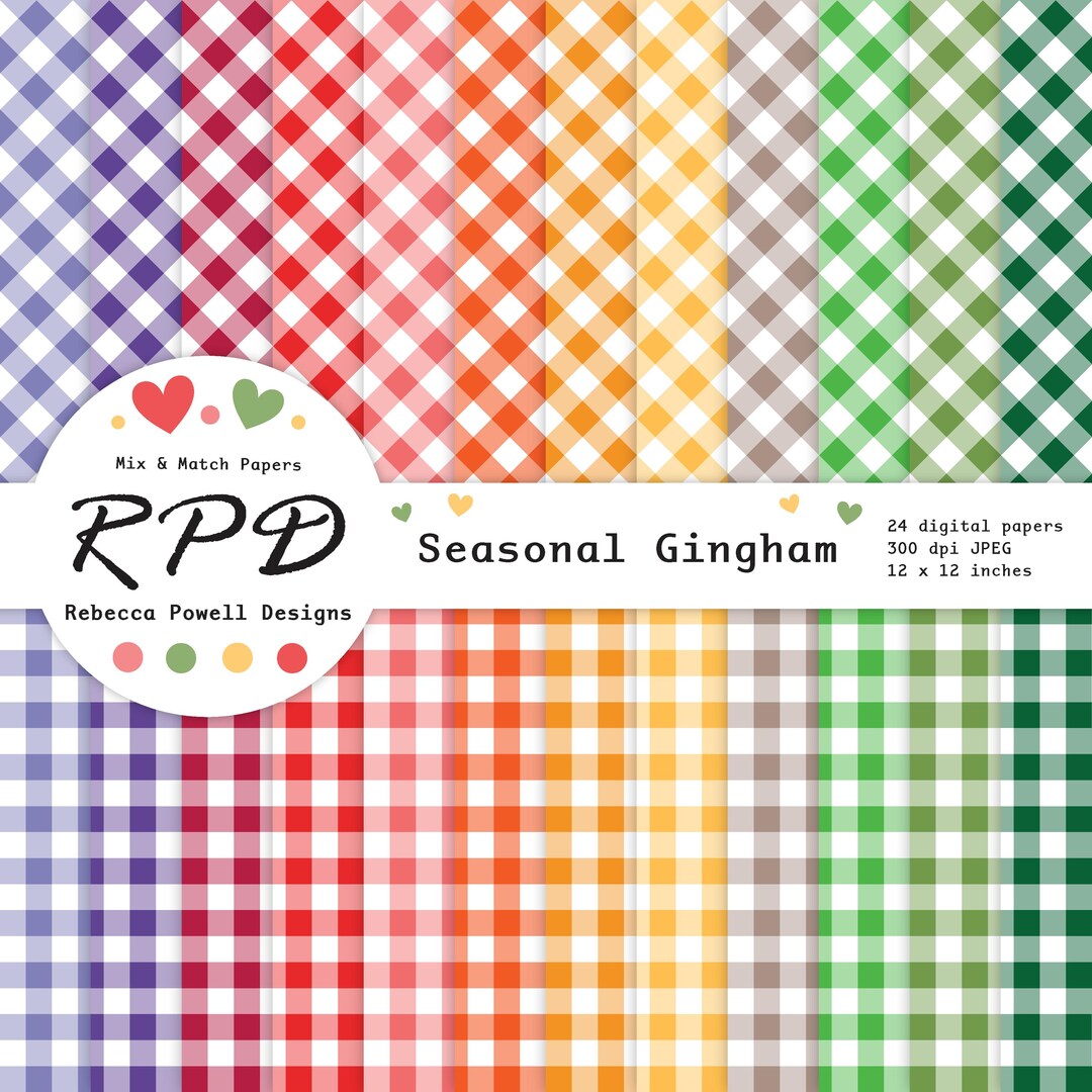 Gingham Pattern Seamless Digital Paper, Seasonal Rainbow Colours ...