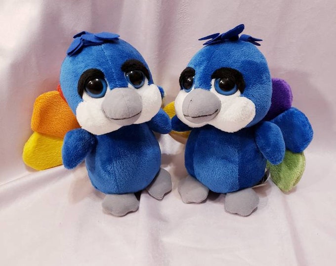 NBC Peacock Plush Bird Set of 2/blue Peacock Plush Toy With Rainbow ...