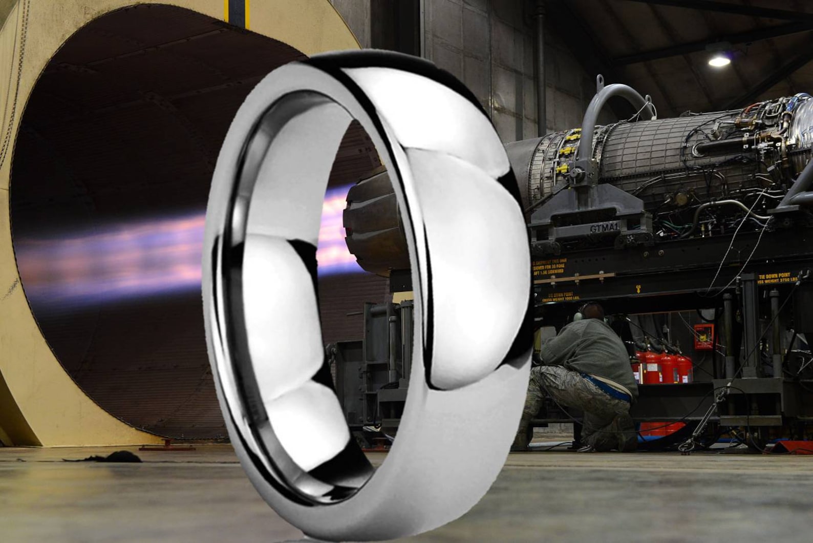 F 16 Fighter Jet Engine Ring Made From a Titanium Turbine - Etsy
