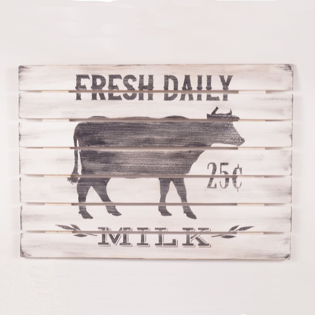 Farmhouse Cow Sign, Fresh Daily Milk, Cow Sign, Farmhouse Decor, Rustic ...