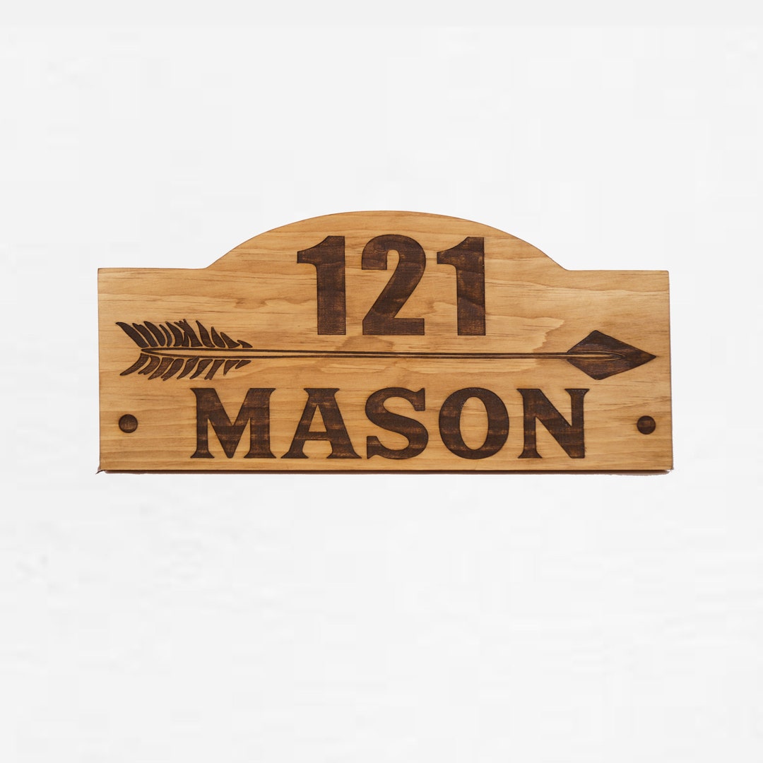 Personalized Wood House Number Sign: Rustic Arrow Decor - Etsy