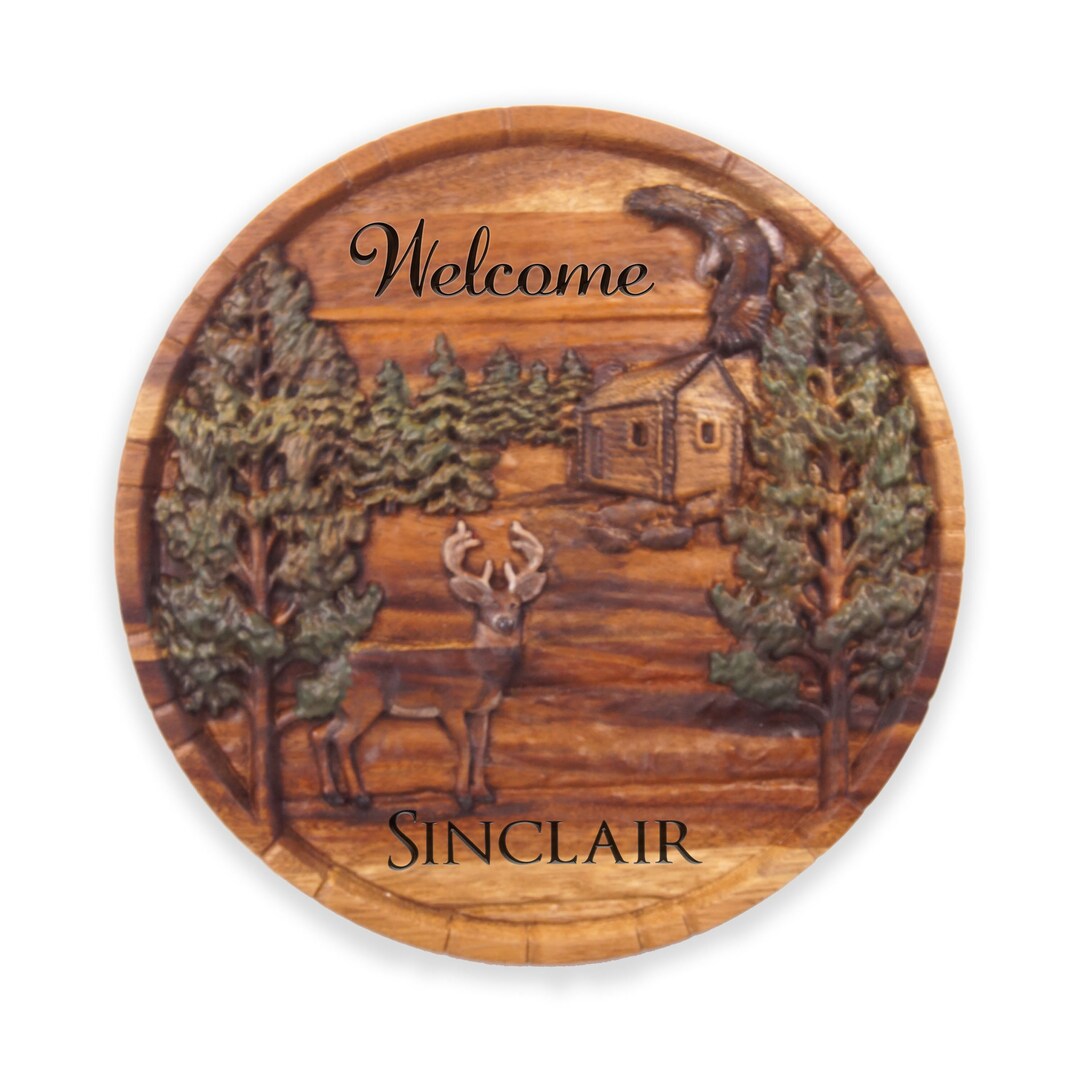 Personalized Northwoods Cabin Sign: 3D Carved Acacia Wood Decor - Etsy