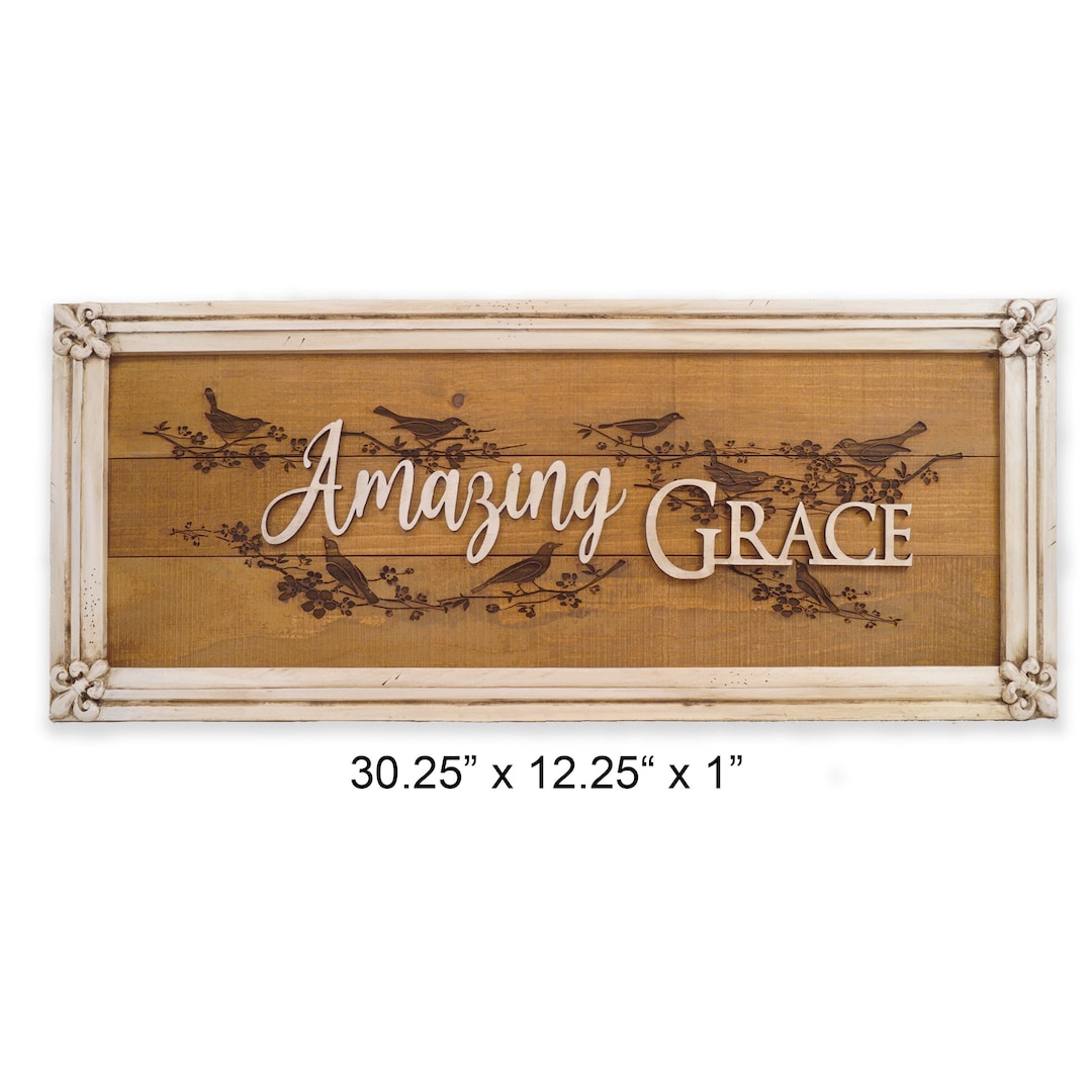 Amazing Grace, Birds With Amazing Grace, Frame With Fleur De Lis Design ...