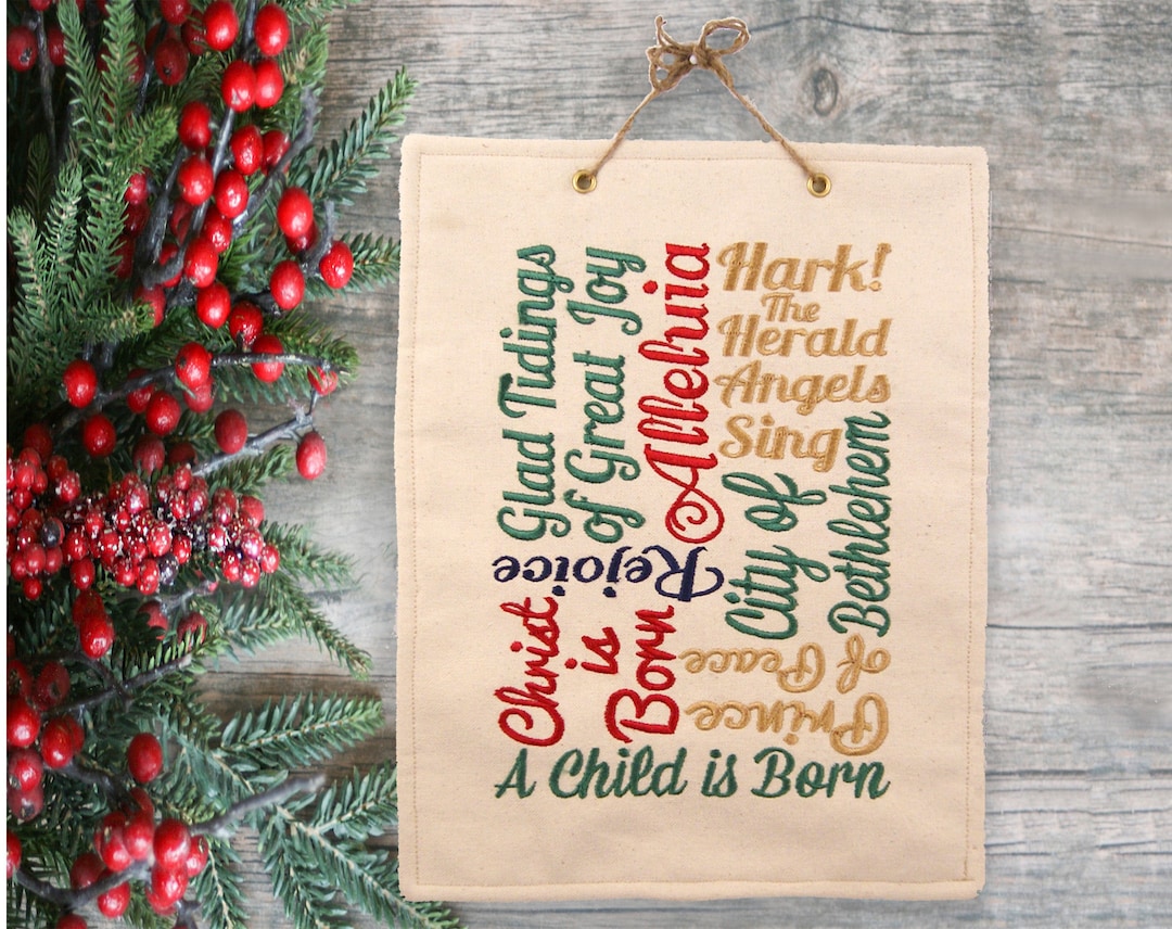 Christmas Banner, Scripture Banner, Embroidered Wall Hanging, Gods Word ...