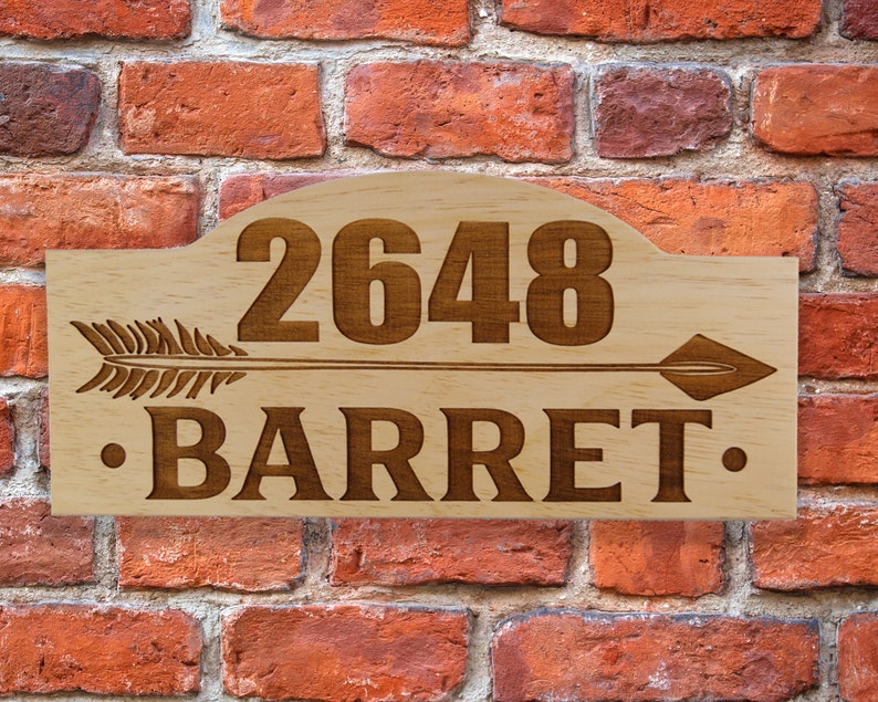Personalized Wood House Number Sign: Rustic Arrow Decor - Etsy