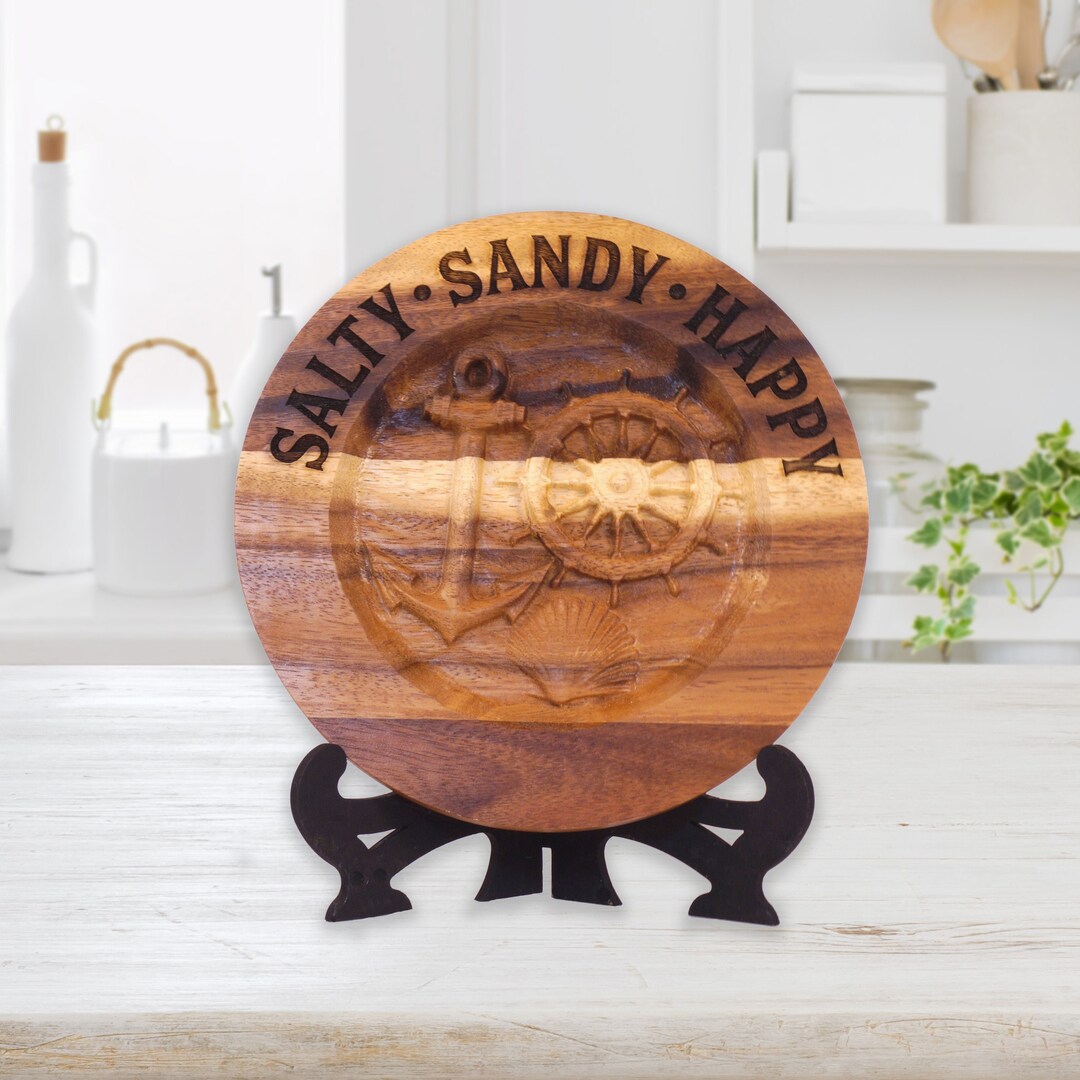 Nautical Plaque, Salty Sandy Happy Sign, Lake House Sign, Beach Sign ...