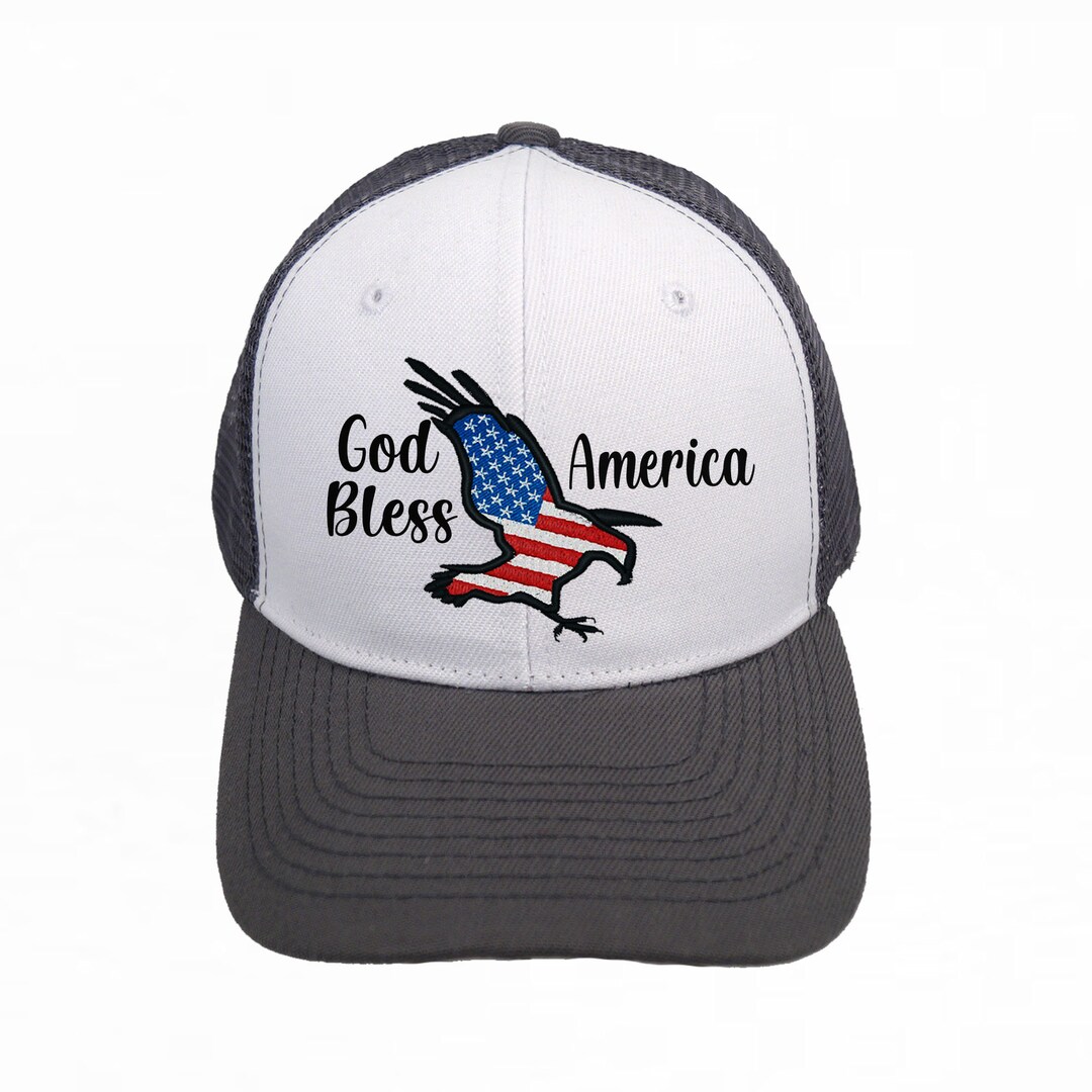God Bless America Trucker Hat, American Flag Eagle Trucker Hat, Trucker ...
