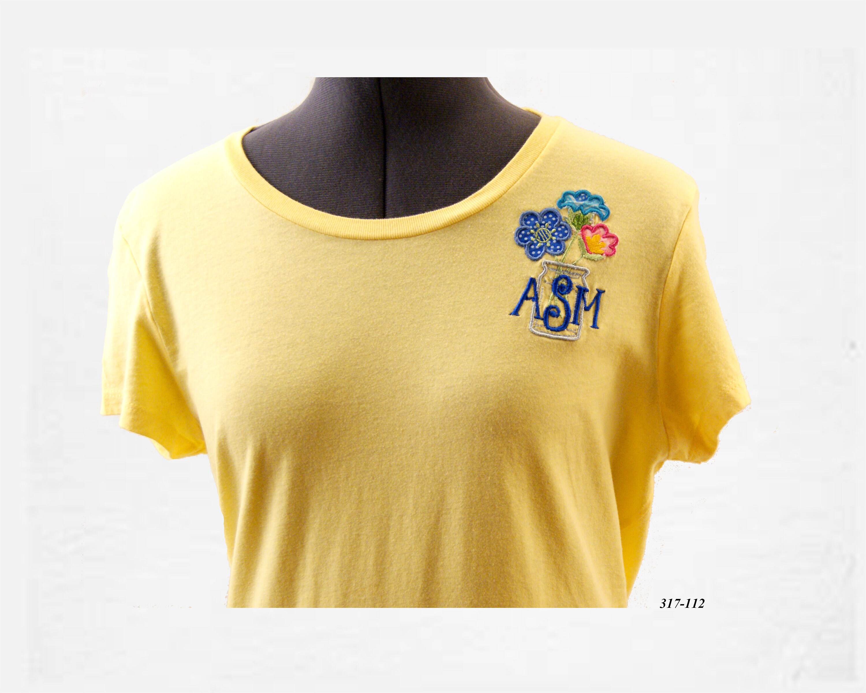 Monogrammed T-Shirt, Personalized T-Shirt, Yellow T-Shirt, Monogrammed ...