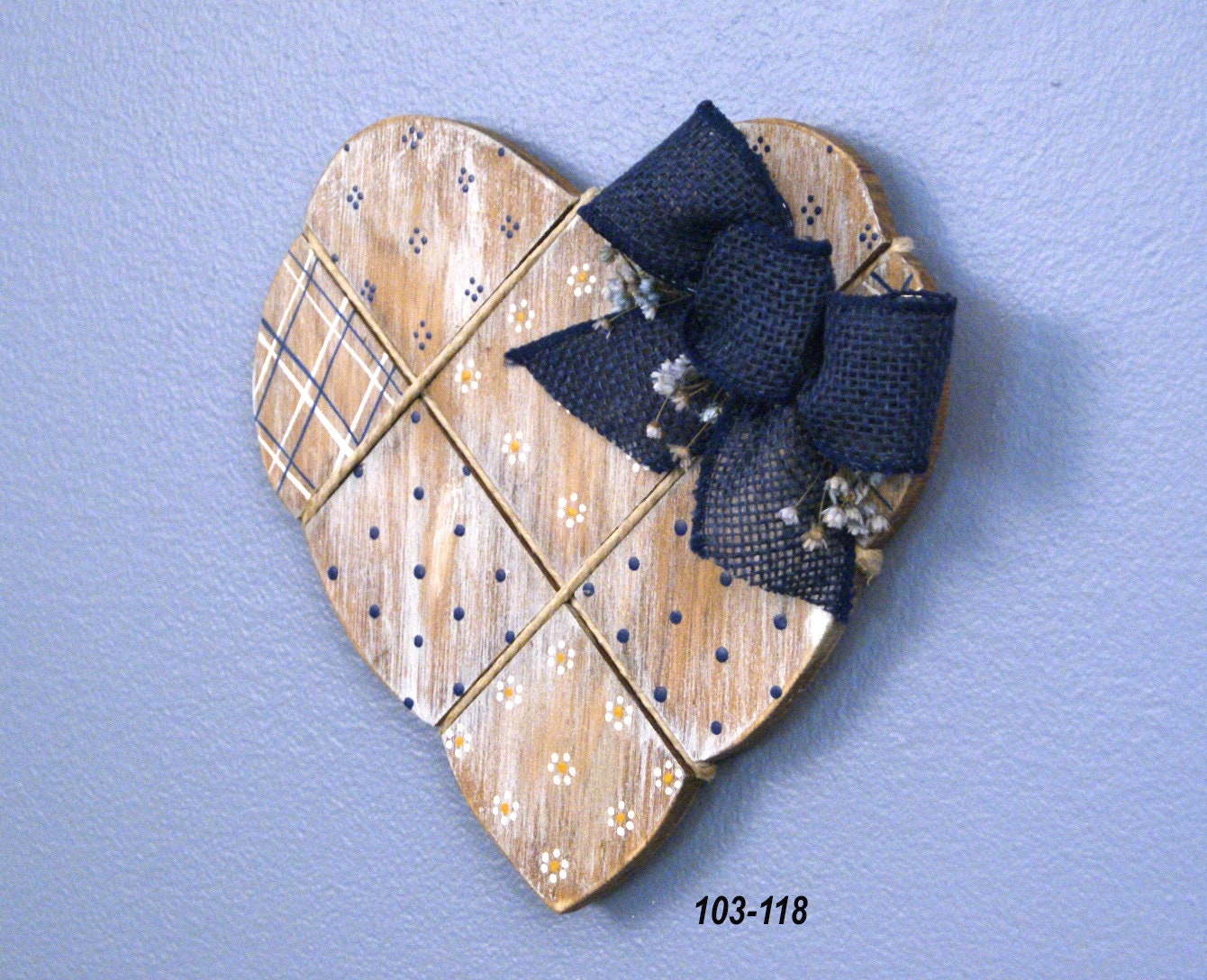 Farmhouse Country Heart Wall Hanging, Stained Heart with Navy Burlap ...