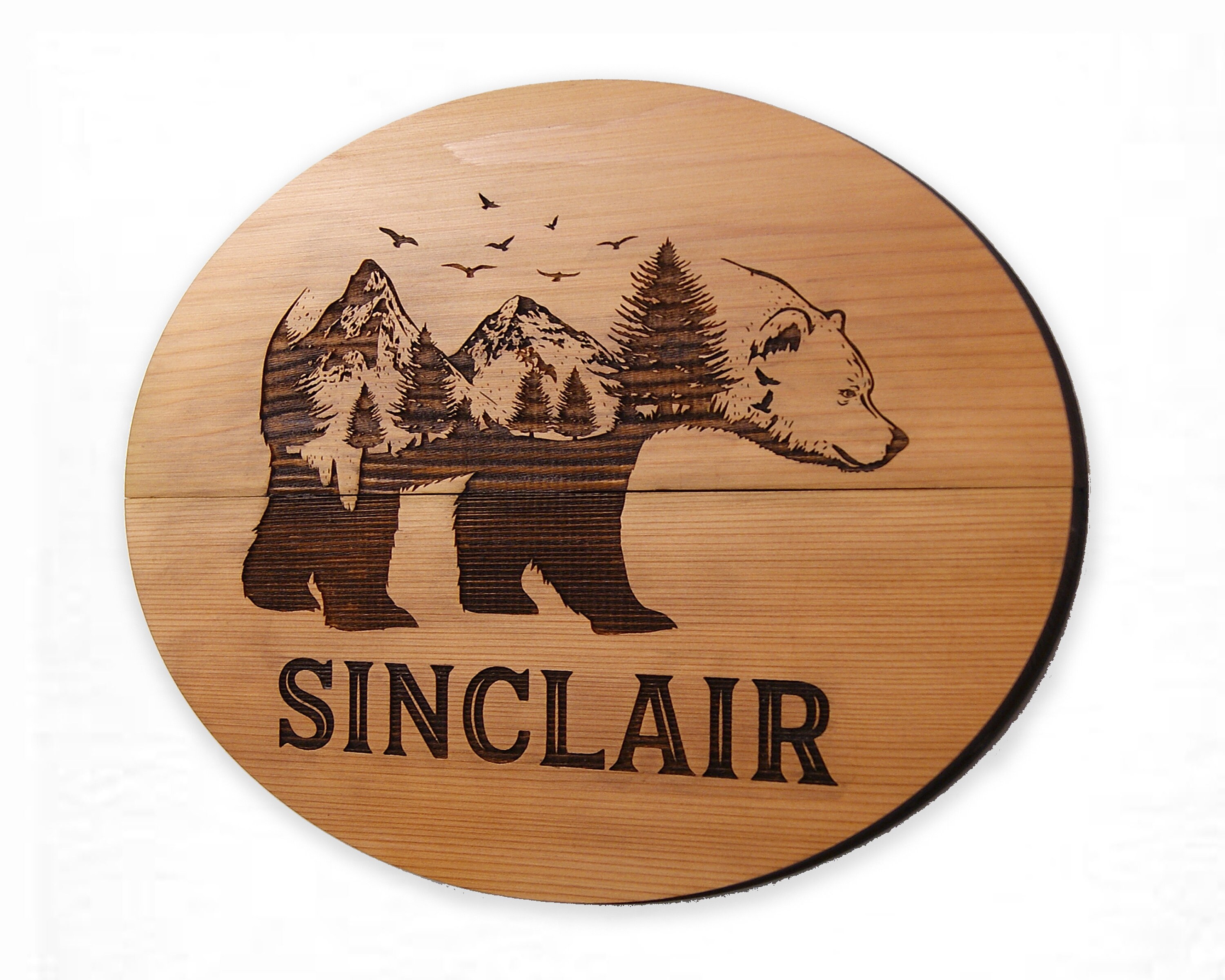 Northwoods Bear Personalized Sign Cedar Wood Wall Hanging | Etsy