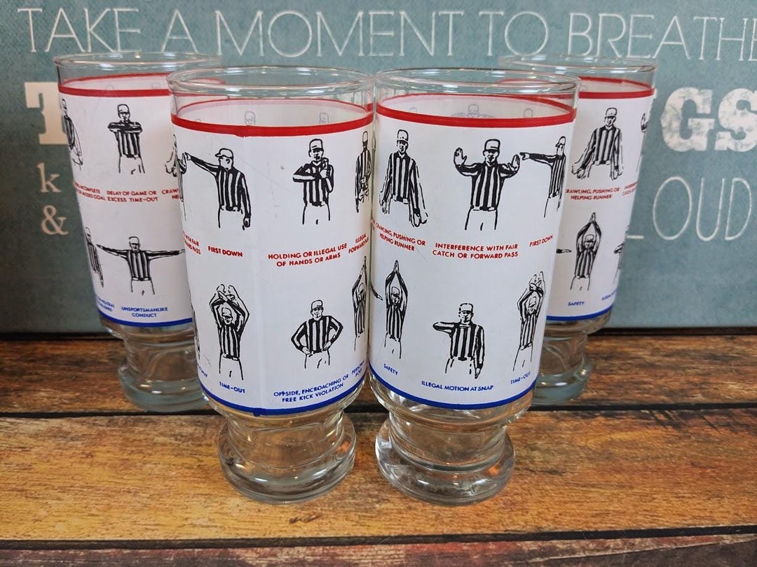 Vintage NFL Football Referee Hand Signals, Set of 4 Drinking Glasses ...