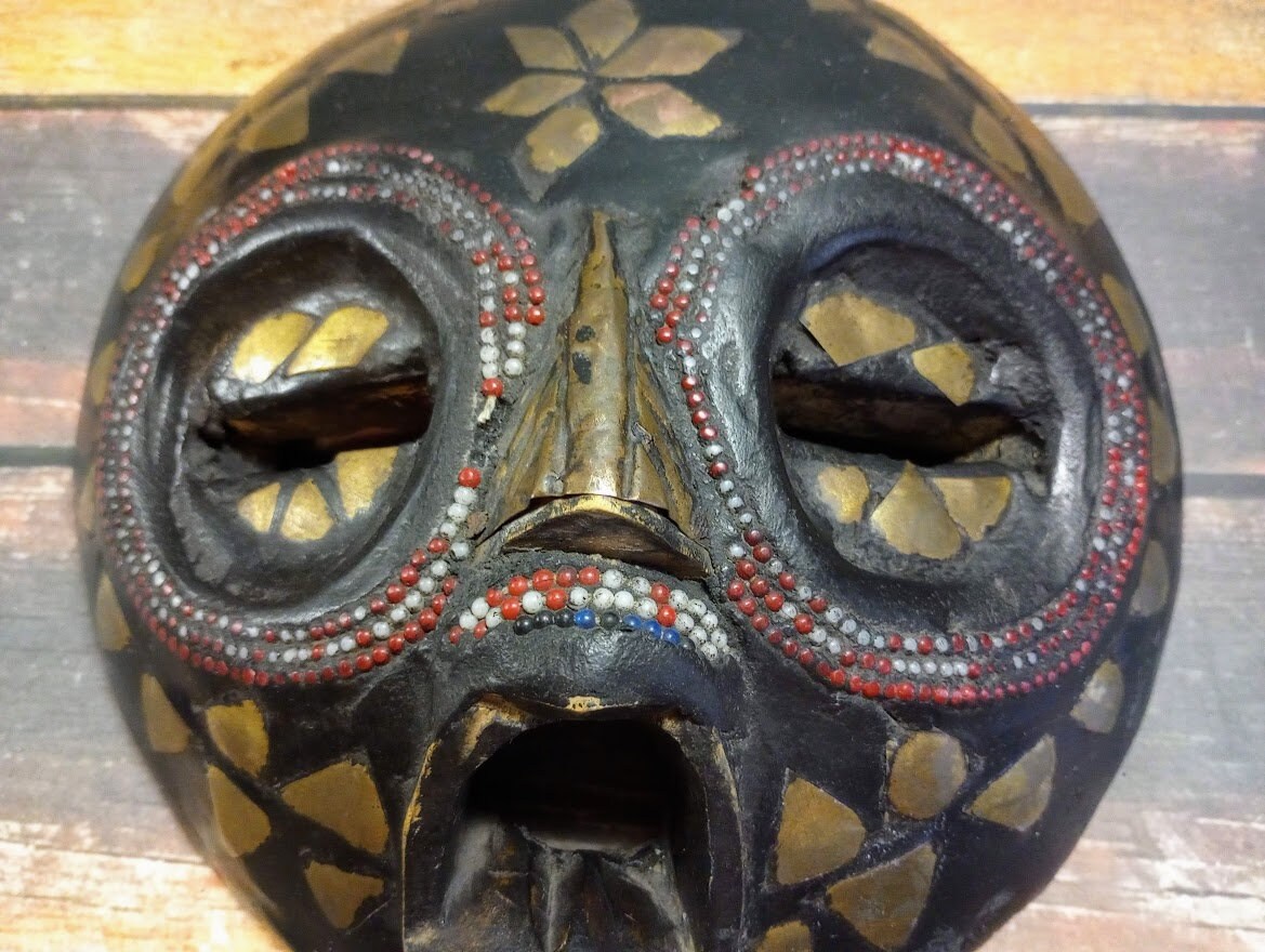 Vintage African Ghana Ashanti Mask, Carved Wood Primitive, Rustic ...