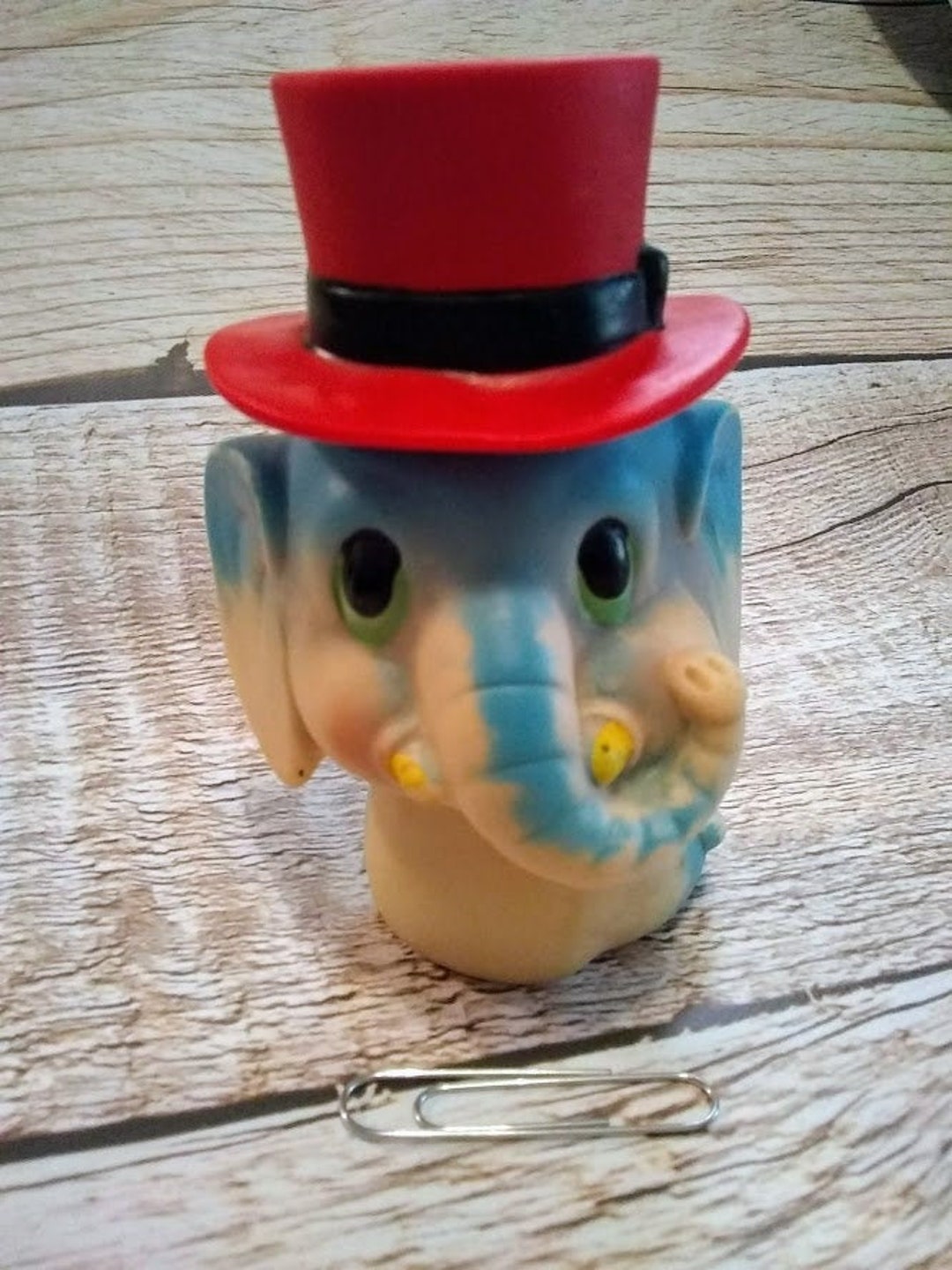 Vintage Rubber Elephant Squeeze Toy, Top Hat, Collectible Mid Century ...