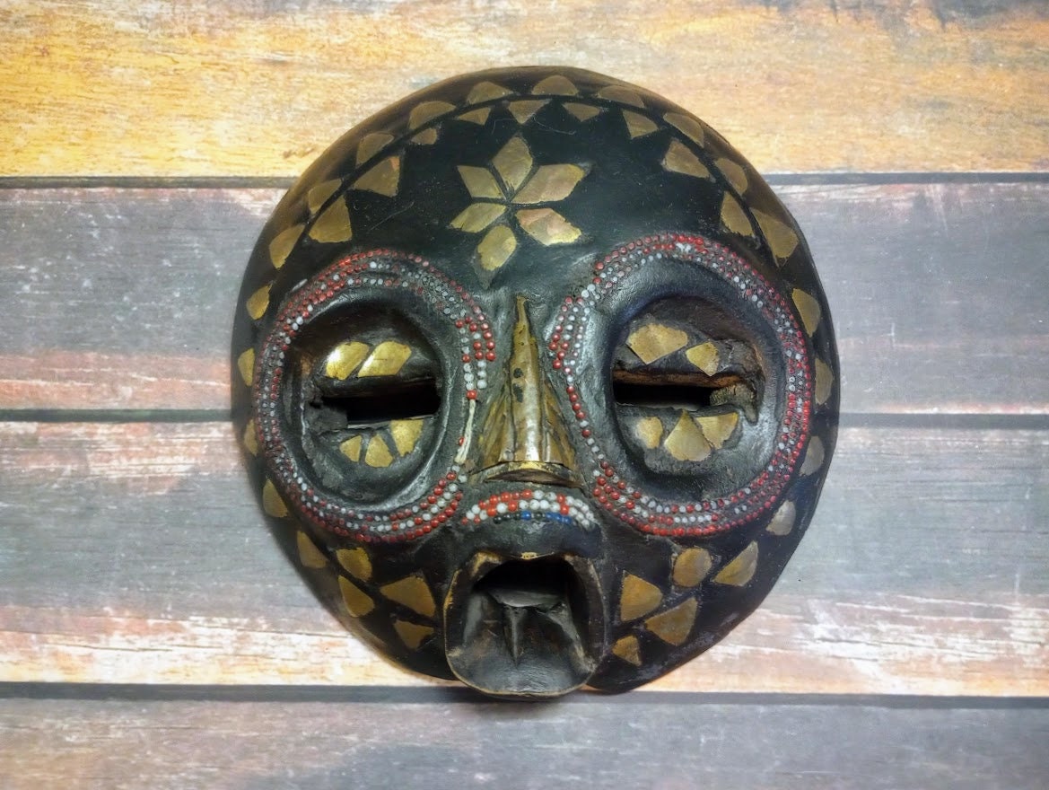 Vintage African Ghana Ashanti Mask, Carved Wood Primitive, Rustic ...