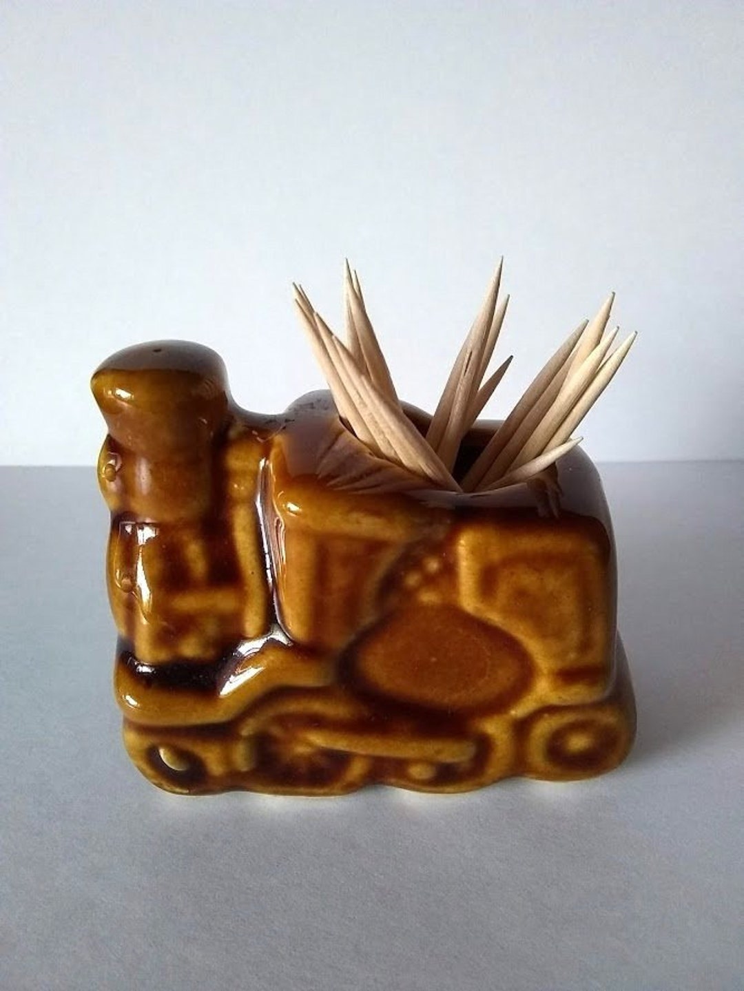 Vintage Train Ceramic Toothpick Holder, Air Plant or Succulent Planter ...