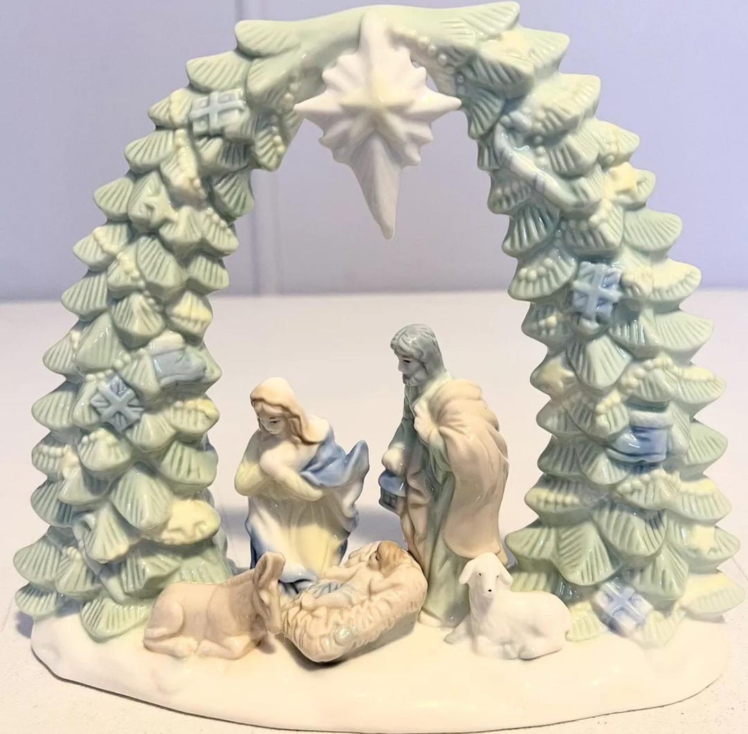 Vintage Homeco Vintage Porcelain Pastel Nativity Christmas Scene - Etsy