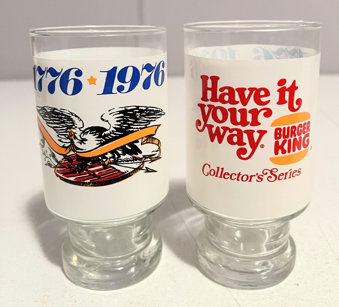 Set of 2 Vintage Burger King 1776-1976 Bicentennial Glass Tumblers Cups ...