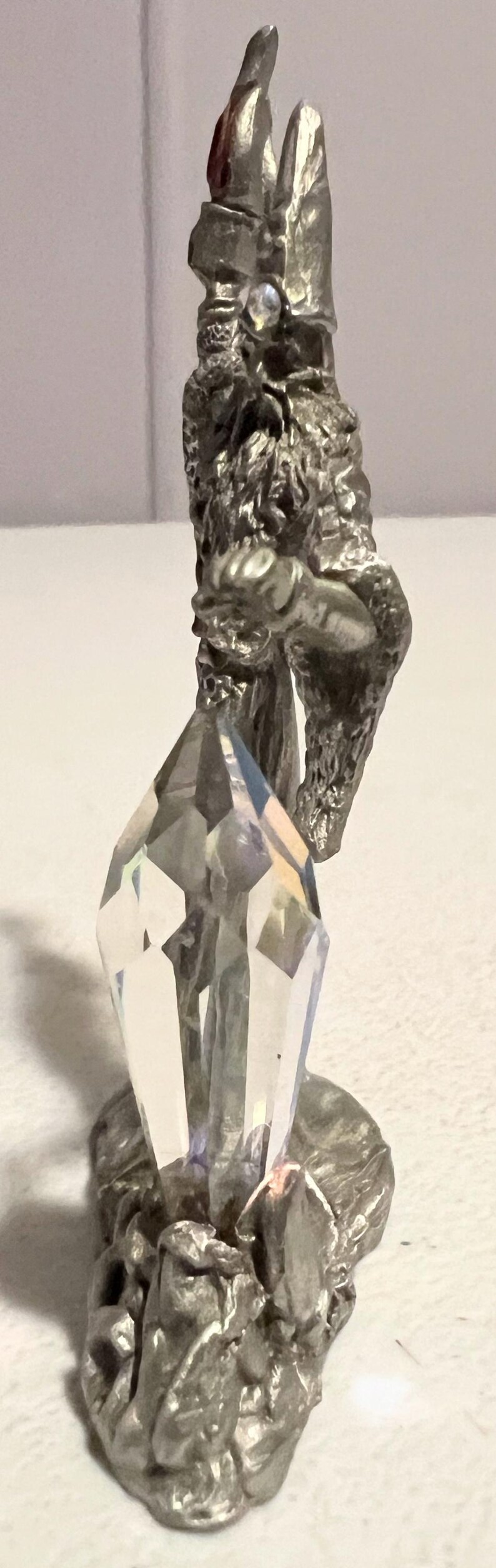Pewter Wizard Casting Spells and Magic Over A Crystal Stalagmite - Etsy