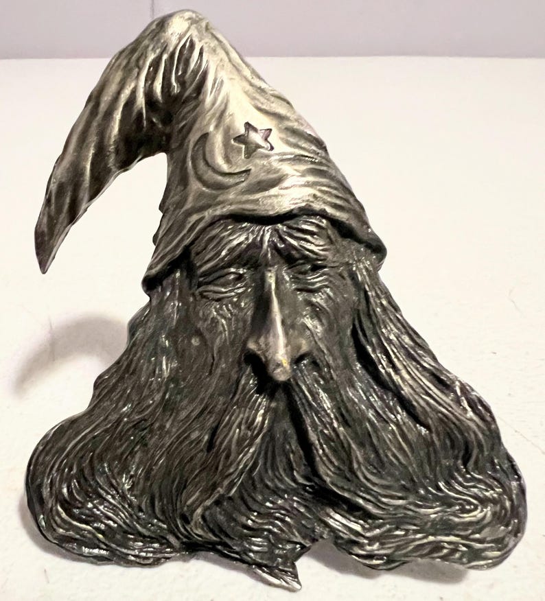 Vintage Pewter Wizard Belt Buckle Magician Mage Bergamot Brass Works ...