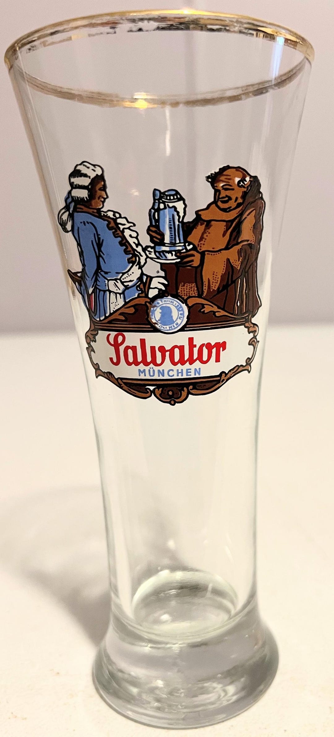 Salvator Munchen Flare Beer Glass Pilsner 7gold Rim Germany 12oz German ...