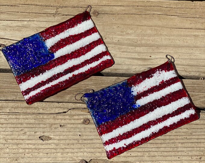Fused Glass American Flag Suncatcher - Etsy