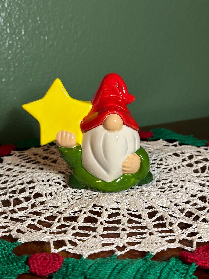 Hand Painted Ceramic Christmas Gnomes With a Star - Etsy