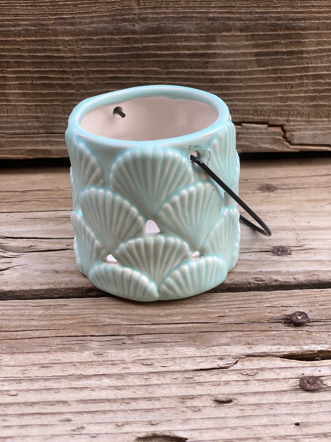 Seashell Votive Lantern | Matte Coastal Home Decor - Etsy