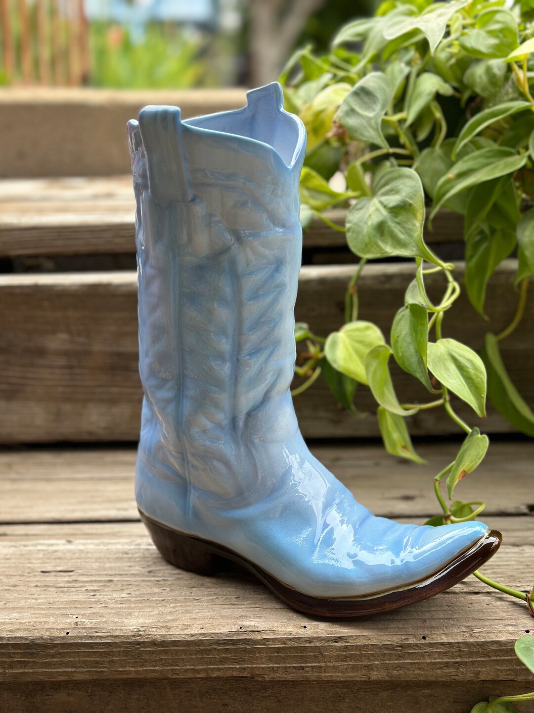 12” Ceramic Cowboy Boot Vase | Hand Painted or Airbrushed | Western ...
