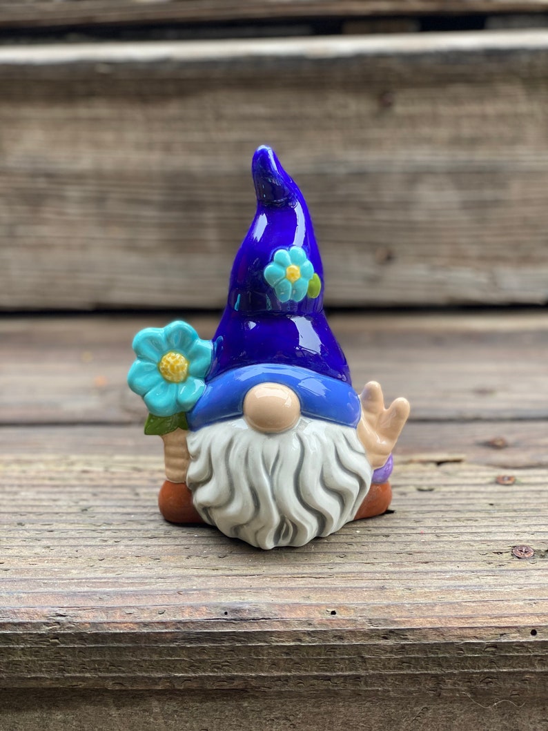 Hand Painted Ceramic Hippie Gnome: Peace Sign Garden Art - Etsy
