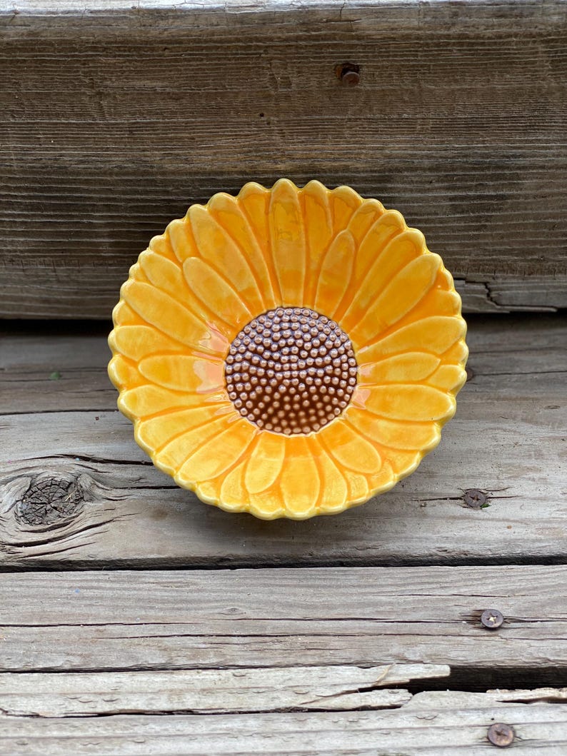 Hand Painted Ceramic Sunflower Plate and Bowl: Floral Dinnerware - Etsy