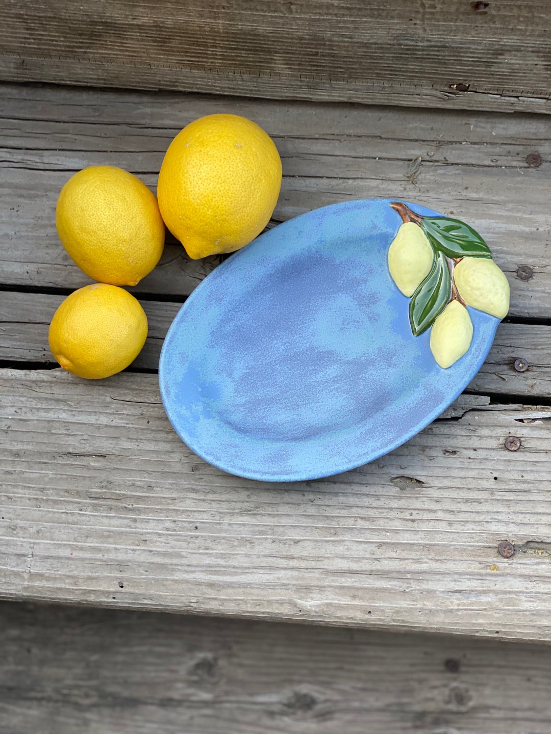 Hand Painted Stoneware Lemon Plate - Etsy