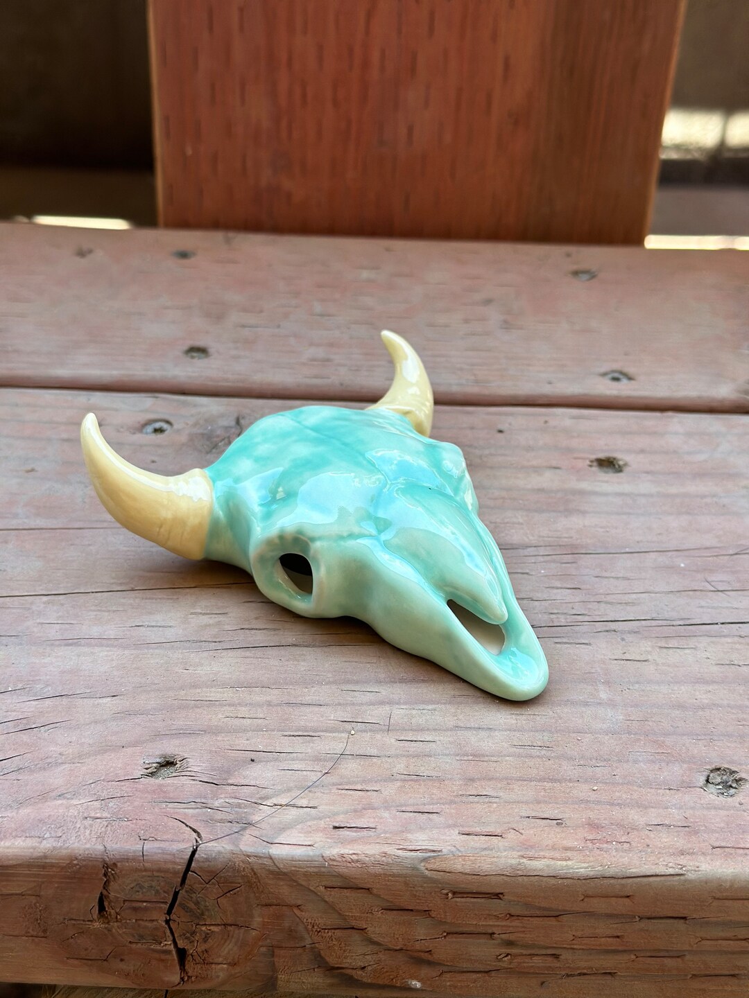 Hand Painted Small Ceramic Cow Skull Home Decor Southwest Home Decor ...