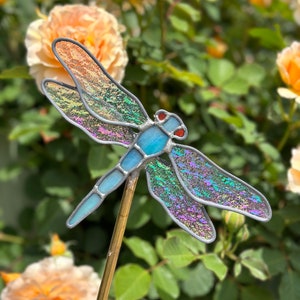Stained Glass Dragonfly Garden or Plant Stake - Etsy