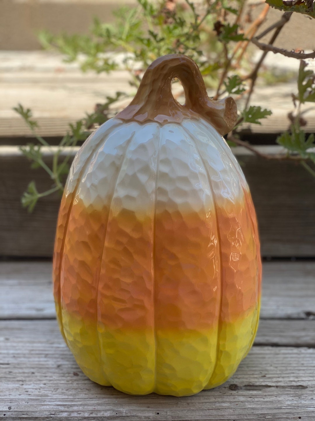 Large 14.5 Airbrushed Hammered Ceramic Fall Halloween - Etsy