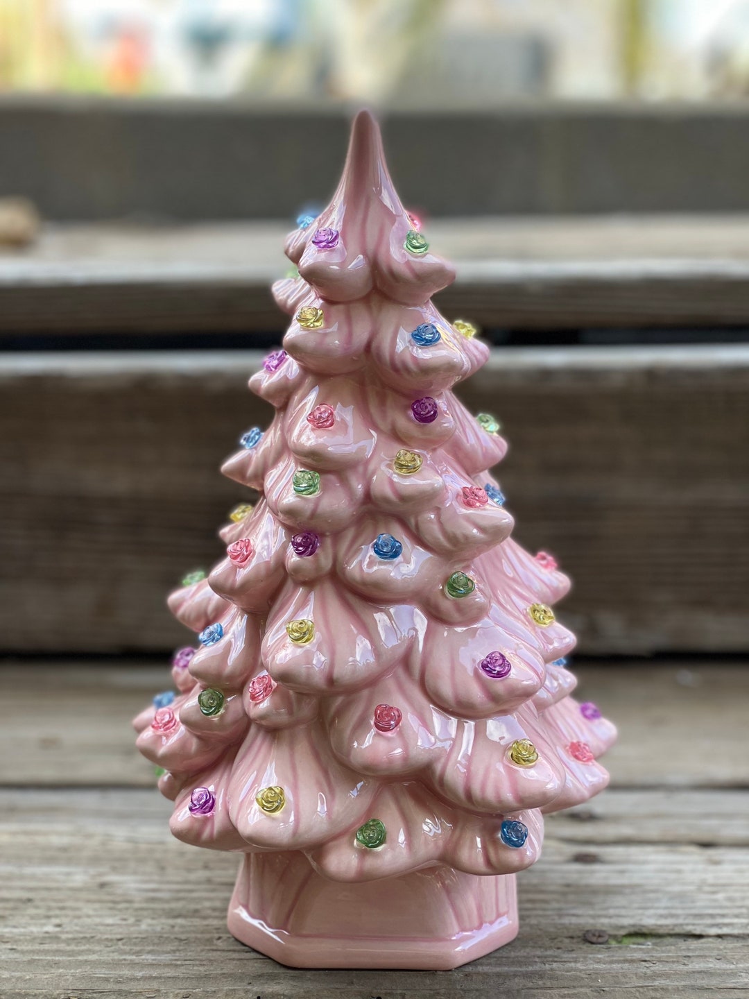Hand Painted Ceramic Spring Tree 11.5” With Rosebud Lights - Etsy